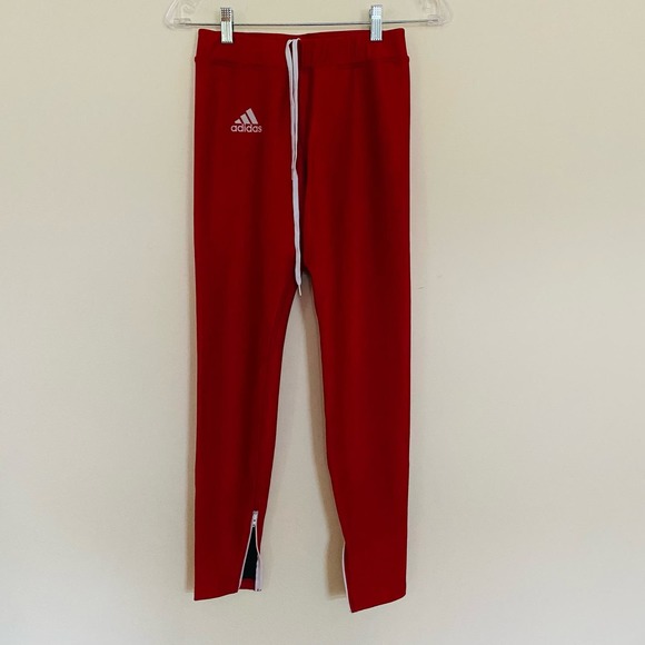 adidas | Pants & Jumpsuits | Adidas Womens Red High Rise Ankle Zip ...